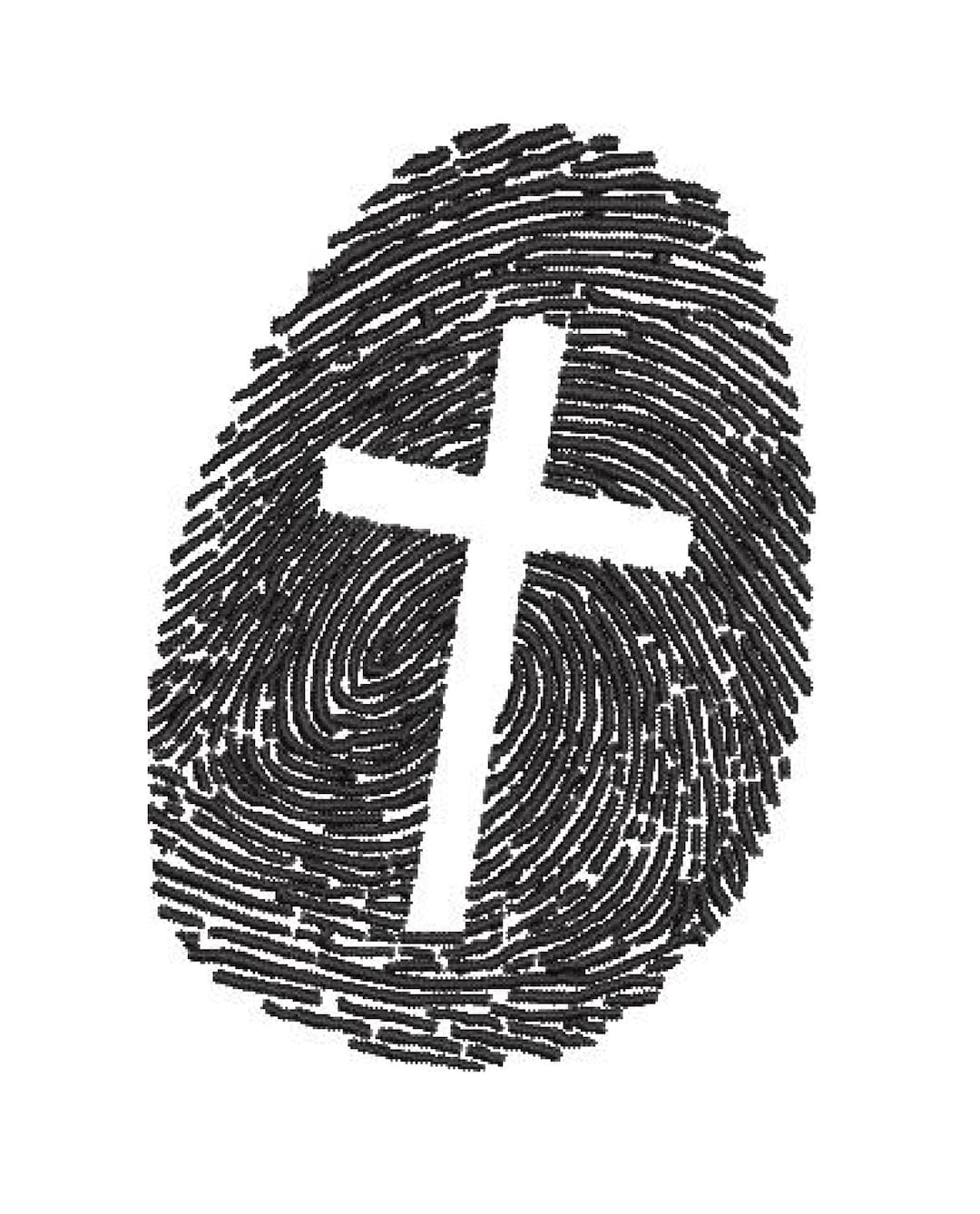 Fingerprint With Cross Embroidery Design Size(s): 4" X 3", 5" X 4" and ...