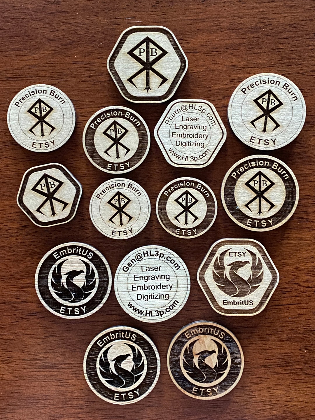 Custom Laser Engraved Wooden Token With Both Sides Laser Engraved With ...