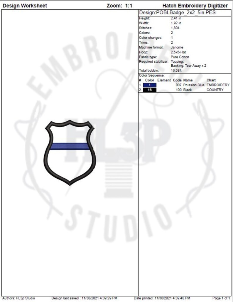 Police Officer Blue Line Badge Embroidery Design - Etsy