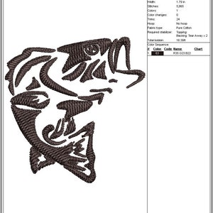 Bass Embroidery Design Size(s): 2x2", 3x3", 4x4", 5x5", 6x6", 7x7", 8x8 ...