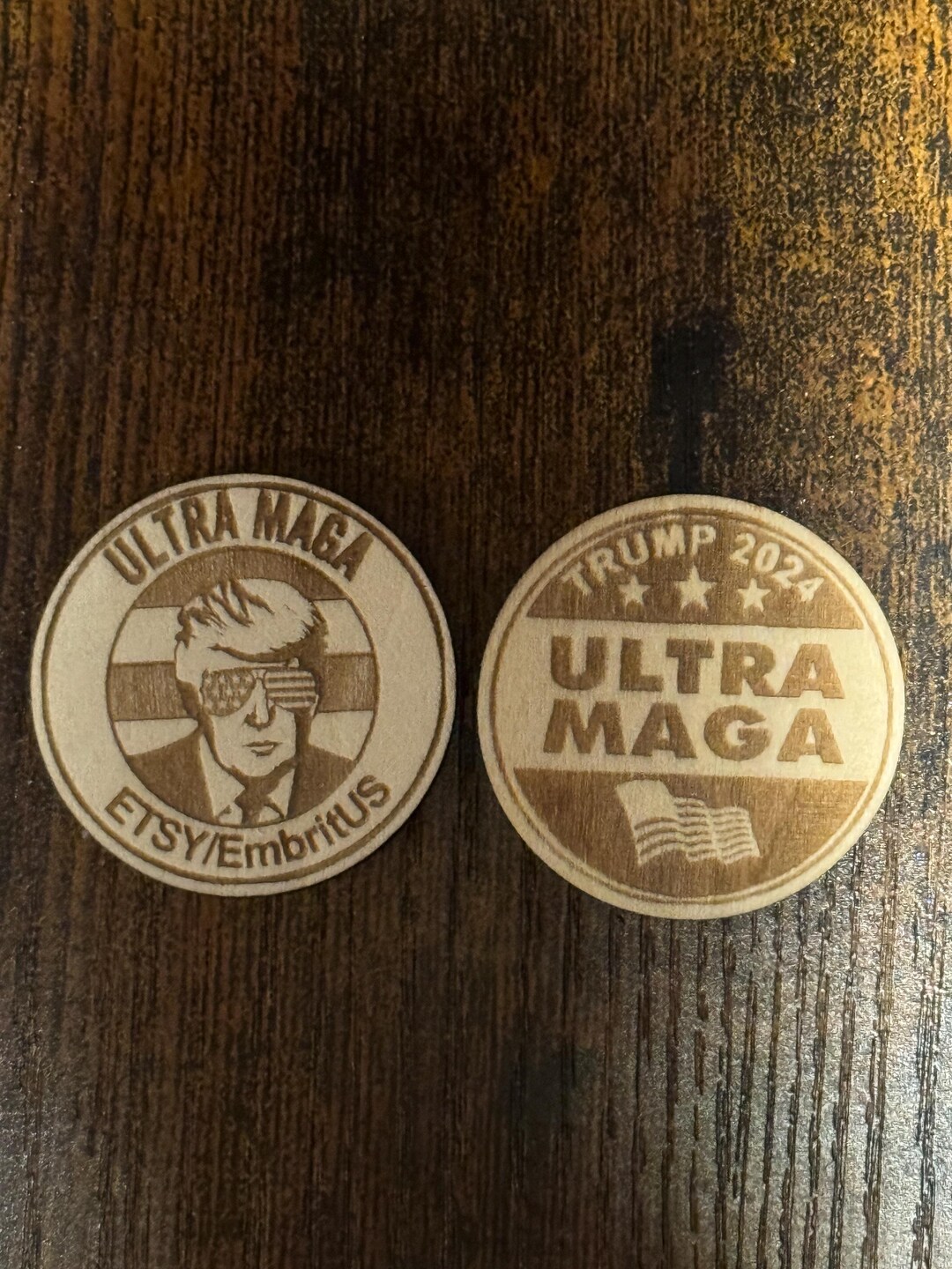 Ultra Maga Laser Engraved Wooden Token With Both Sides Laser Engraved ...