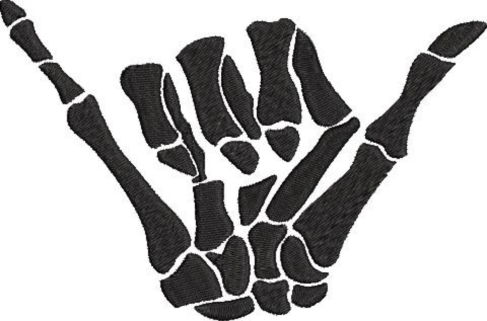 Skeleton Hand Hang Ten / Hang Loose 3.3" X 5" Embroidery Design & Cut ...