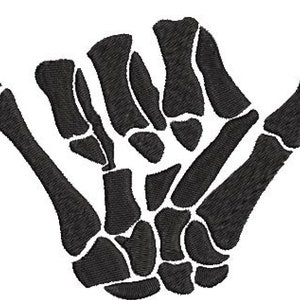 Skeleton Hand Hang Ten / Hang Loose 3.3" X 5" Embroidery Design & Cut ...