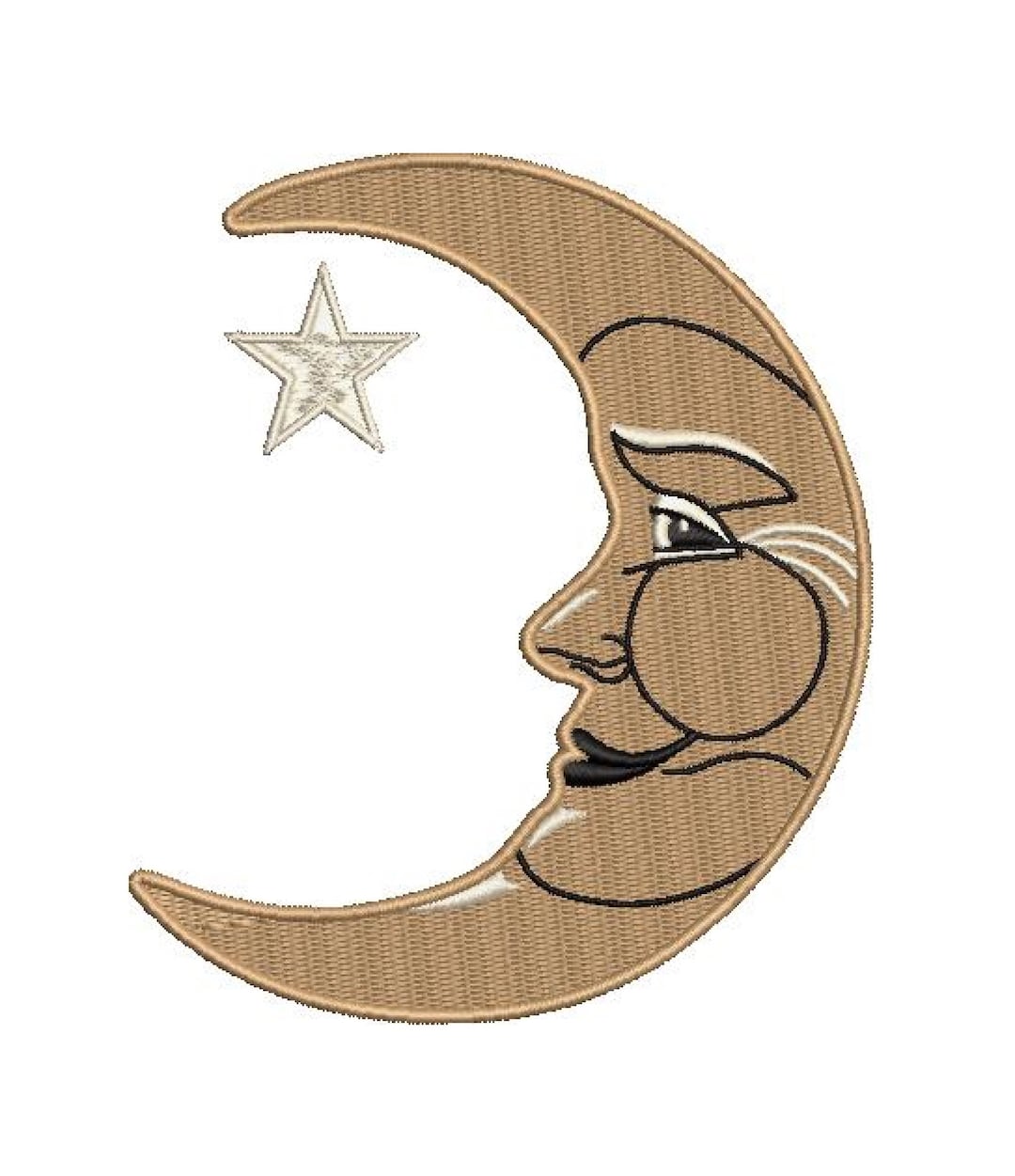 Moon With a Face Embroidery Design Size(s): 3x4", 4x5" X 5x6" 6x7", and ...