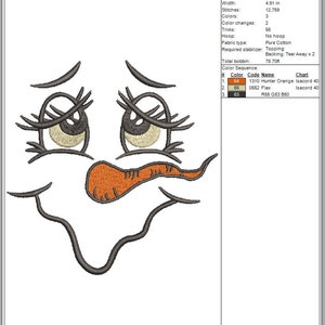 Snowman Face Embroidery Design Size(s): 3"x3", 4"x4", 5"x5", and 6"x6 ...