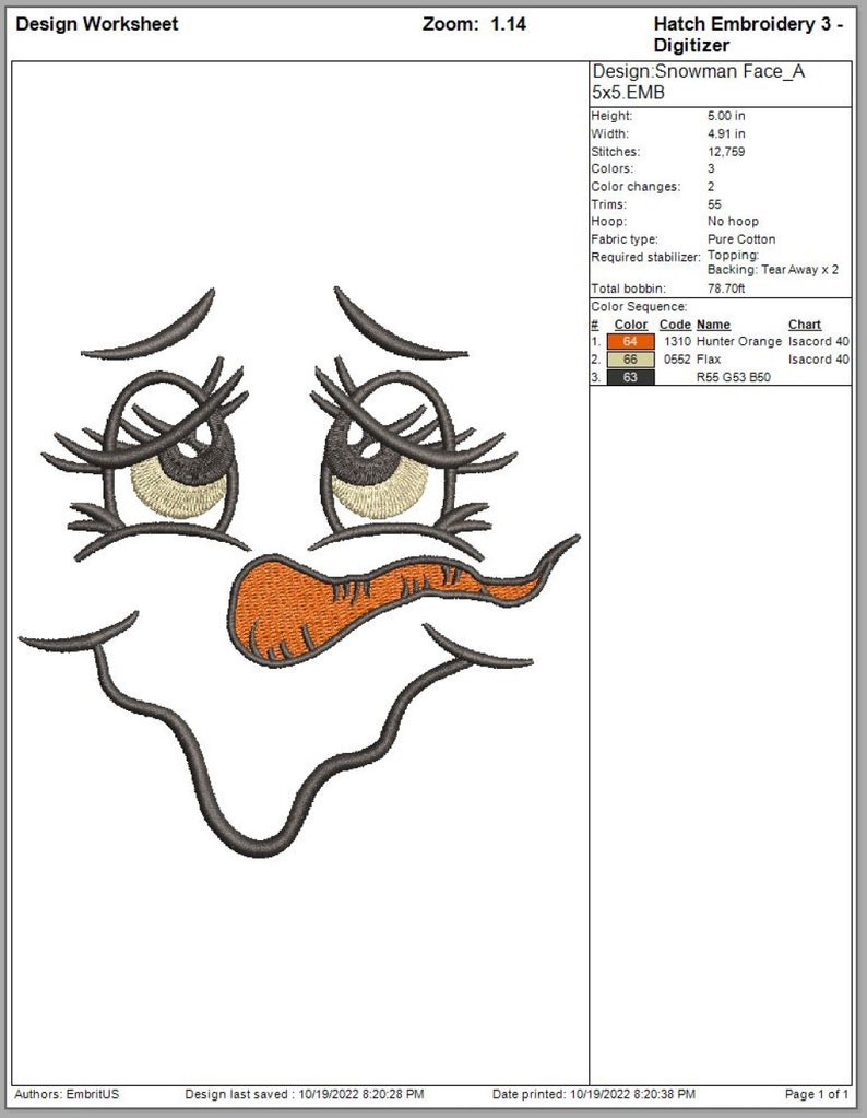 Snowman Face Embroidery Design Sizes: 3x3 - Etsy