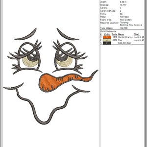 Snowman Face Embroidery Design Size(s): 3"x3", 4"x4", 5"x5", and 6"x6 ...