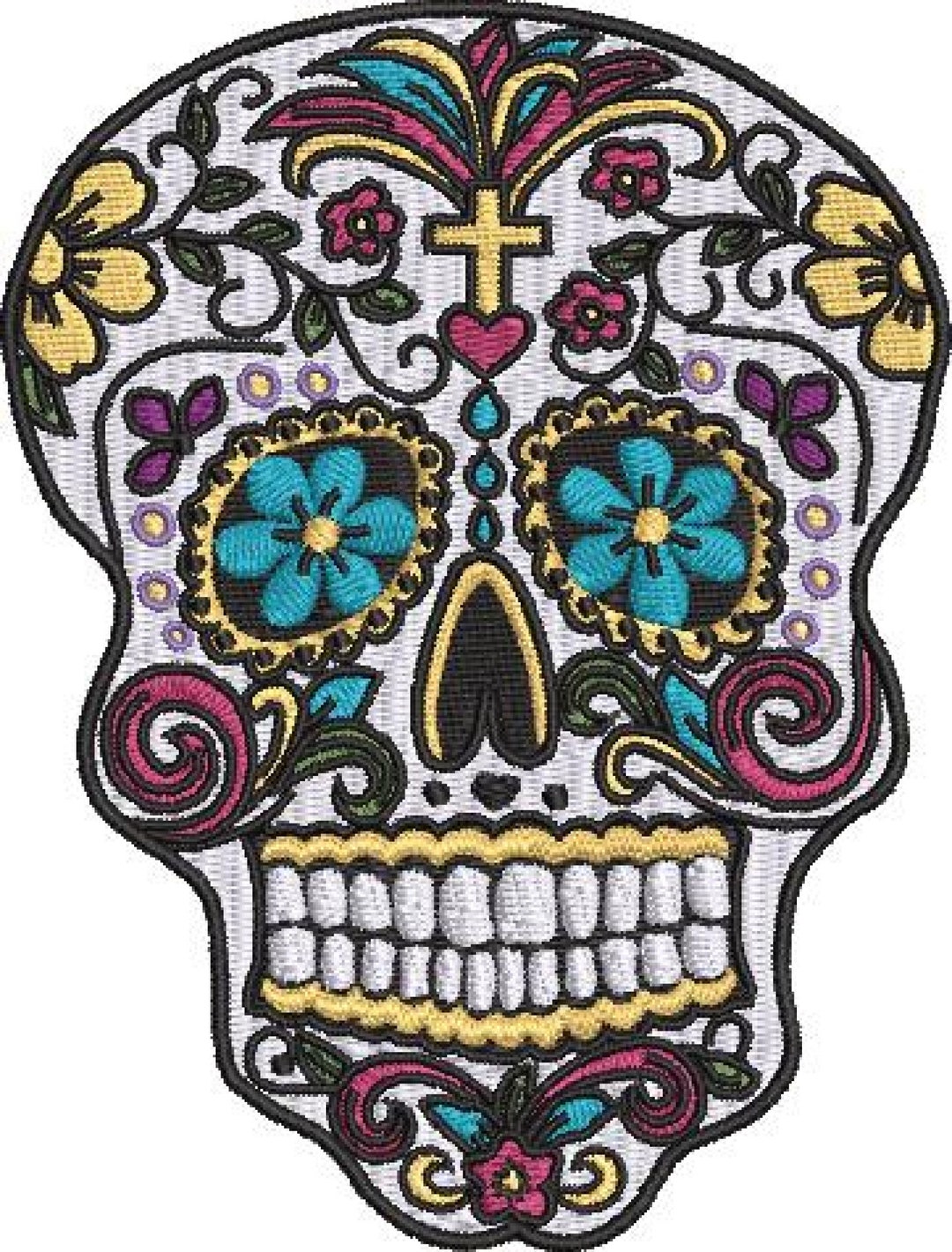 Sugar Skull Embroidery and Cut Design Size 4" X 5" and 5" X 6" - Etsy