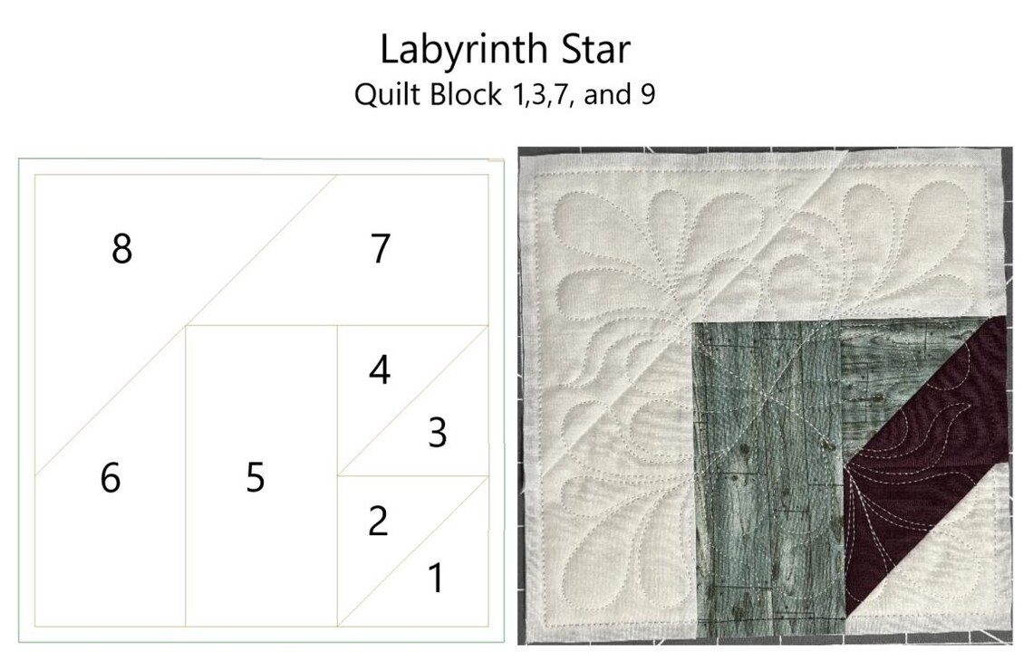 Labyrinth Star Quilt Block in the Hoop Applique Embroidery Design - Etsy