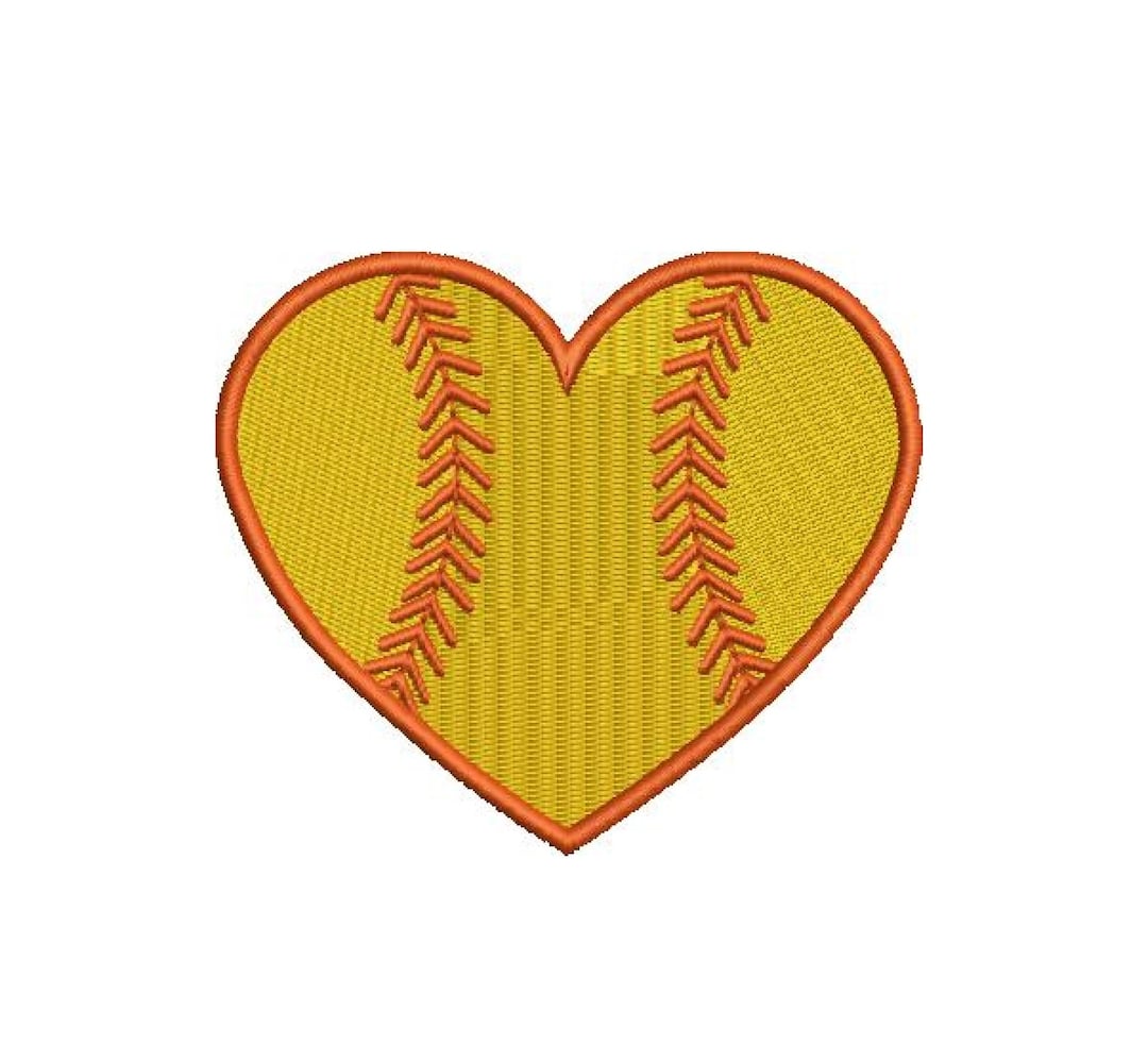 Softball Heart Embroidery Design Size(s): 1.3x1", 2x2", 3x3", 4.5x4 ...