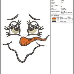 Snowman Face Embroidery Design Size(s): 3"x3", 4"x4", 5"x5", and 6"x6 ...