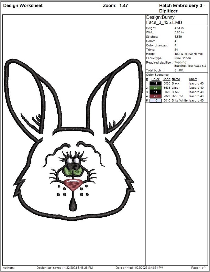 Bunny Face Embroidery Designs Sizes 3x4 4x5 5x6 and 6x7 - Etsy