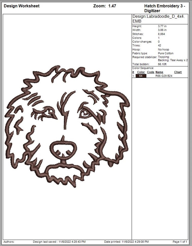 Labradoodle Dog 4 X 4 Embroidery Design - Etsy