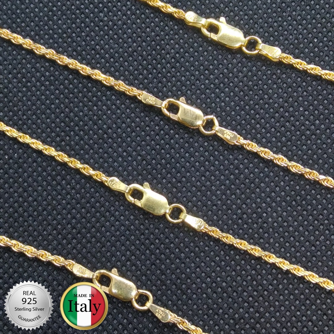 2mm Rope Chain/bracelet - 14k Gold Over Solid Sterling Silver S925 ...