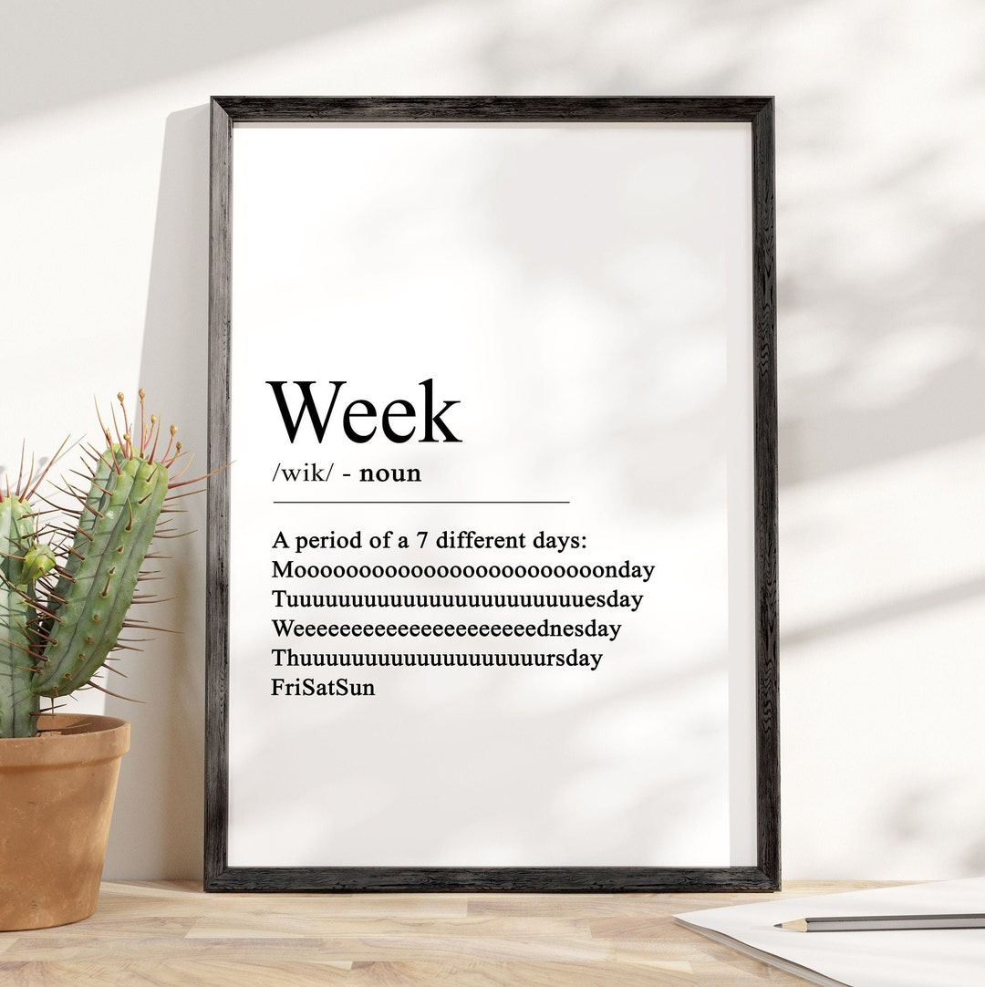 Quotes Printable Week Funny Definition Funny Office Decor - Etsy