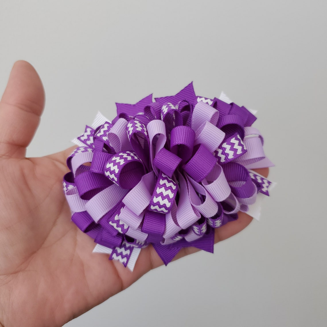Purple Loopy Pompom Bows Large Loopy Bow, Loopy Pom Pom Pigtails - Etsy