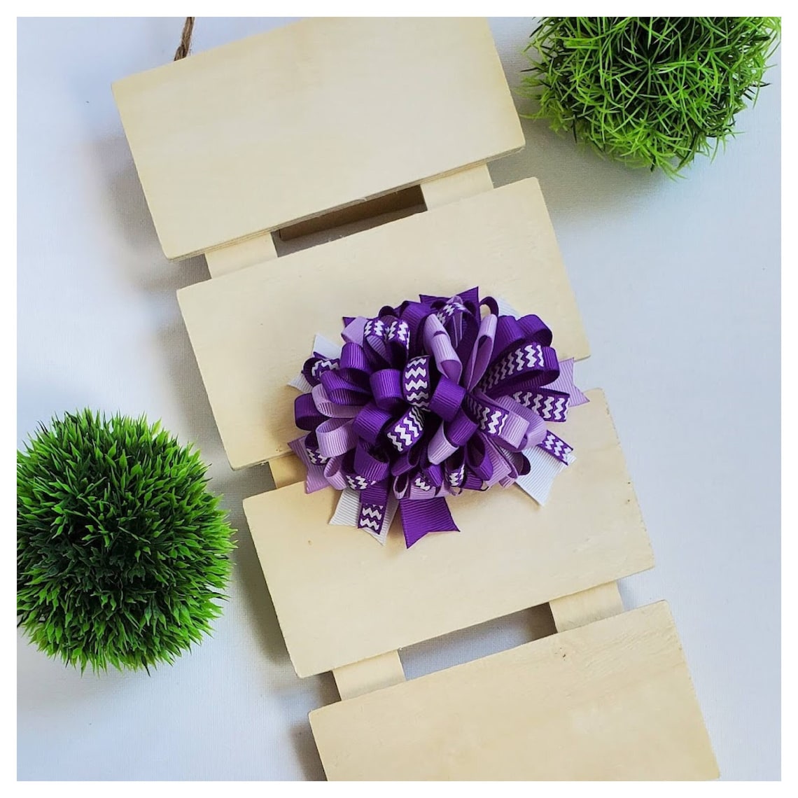 Purple Loopy Pompom Bows Large Loopy Bow, Loopy Pom Pom Pigtails - Etsy