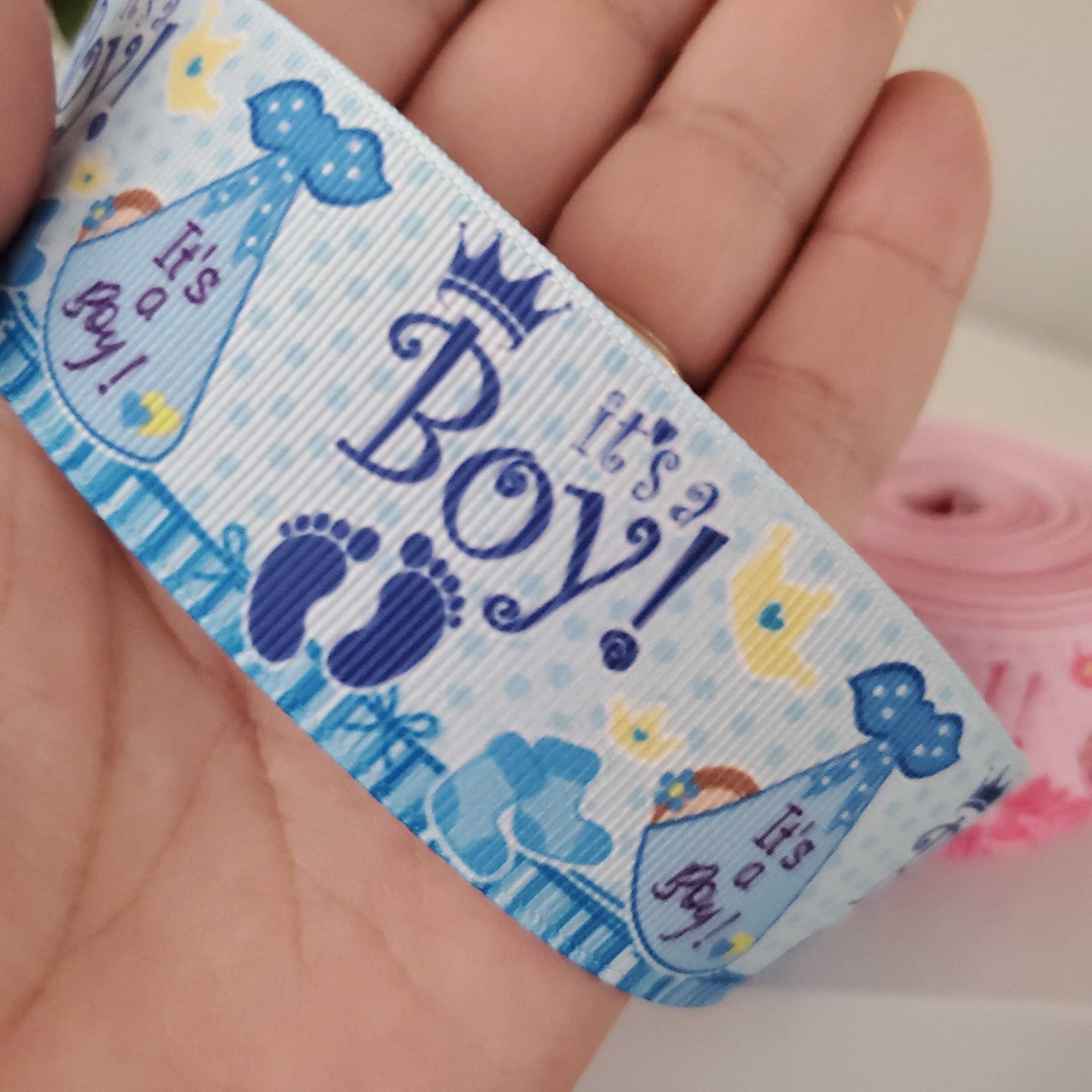 1.5 Its A Boy Girl Grosgrain Ribbon Pink Blue Gender Reveal Ribbon - Etsy