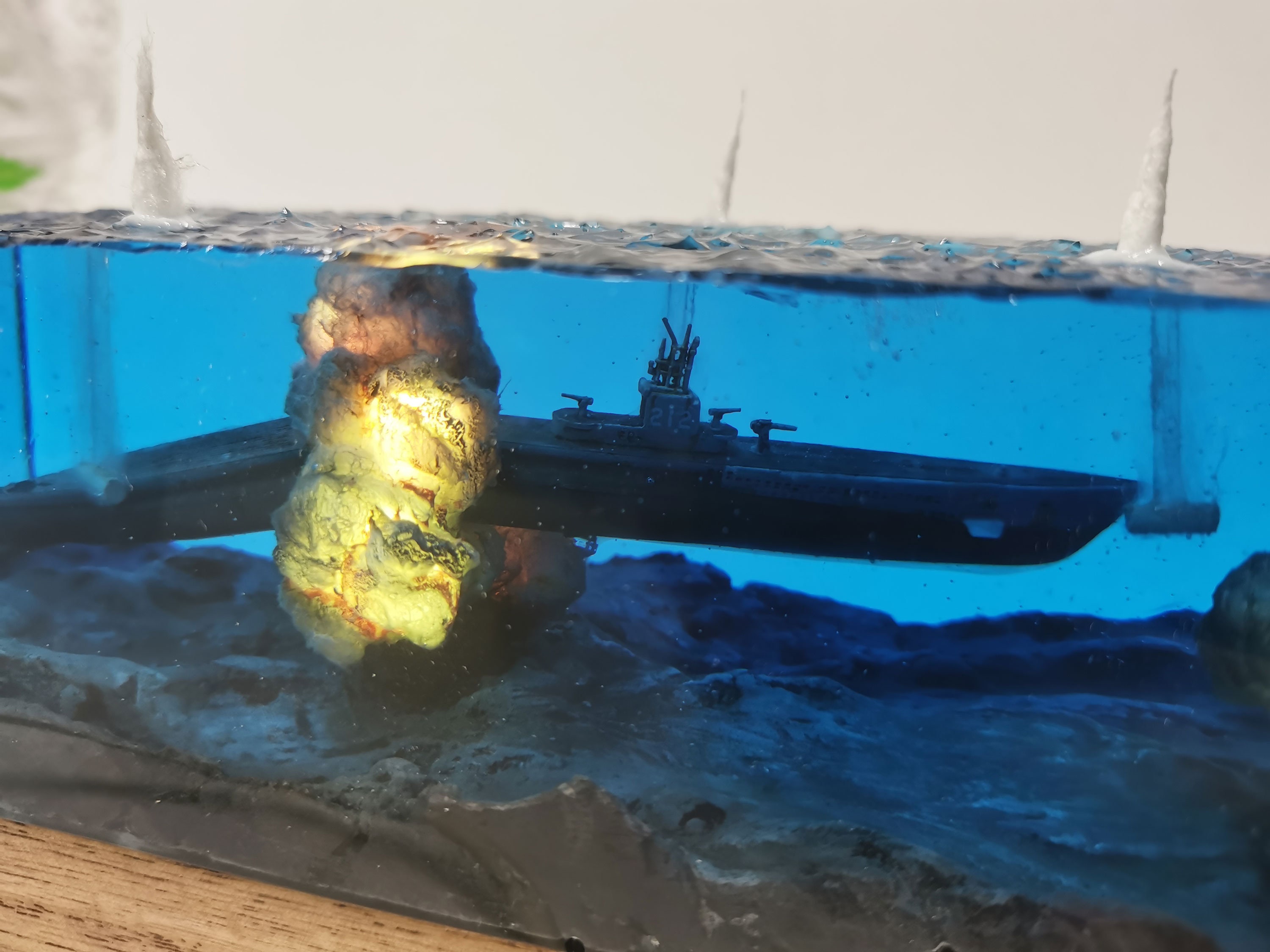 Resin Submarine Three-dimensional Model, Underwater Explosion Sculpture ...