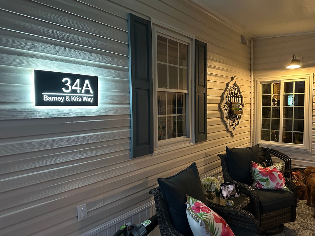 Illuminated Modern House Number Sign With Low Voltage LED Address ...