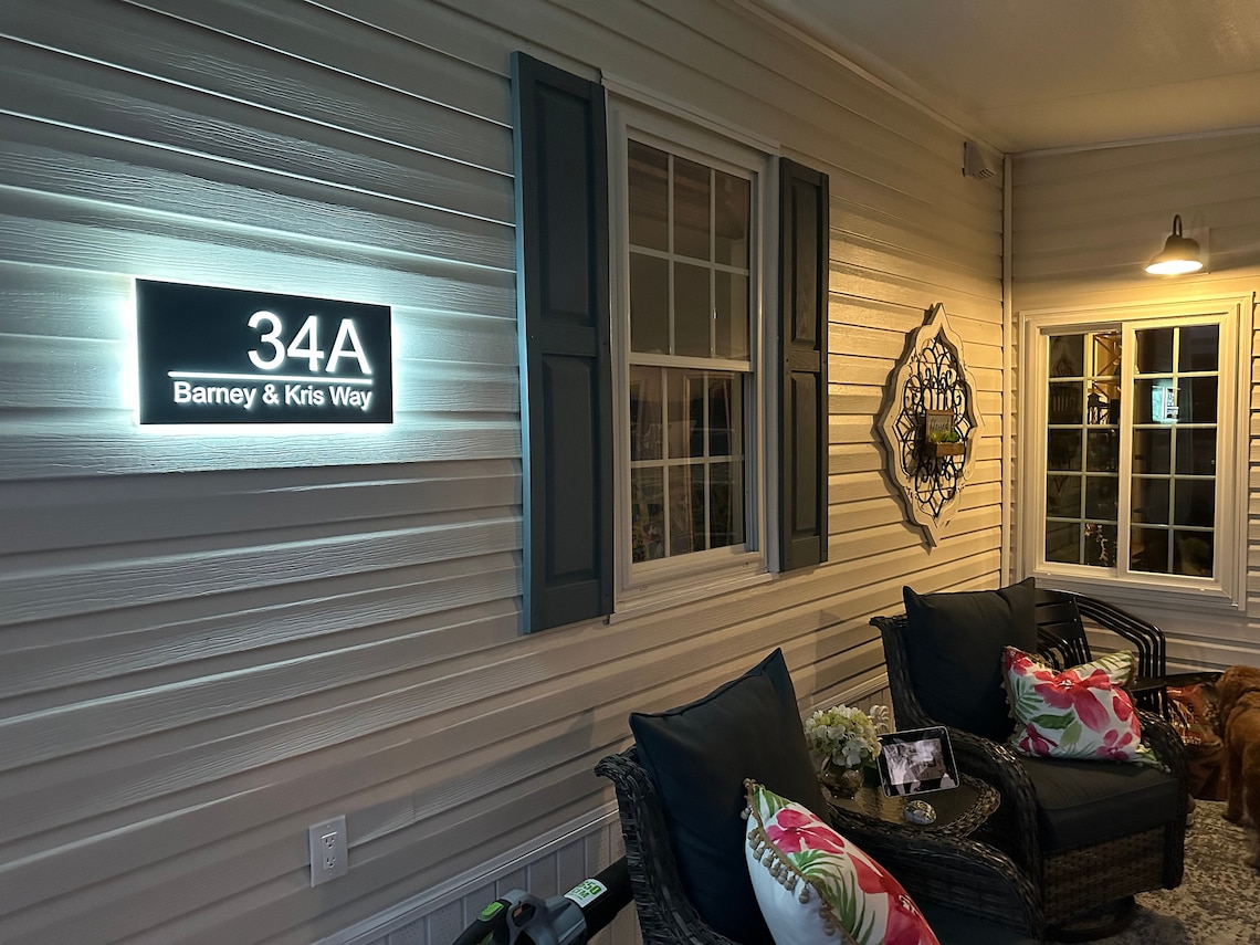 Custom LED House Numbers Sign Modern Light up Address Sign With Street ...