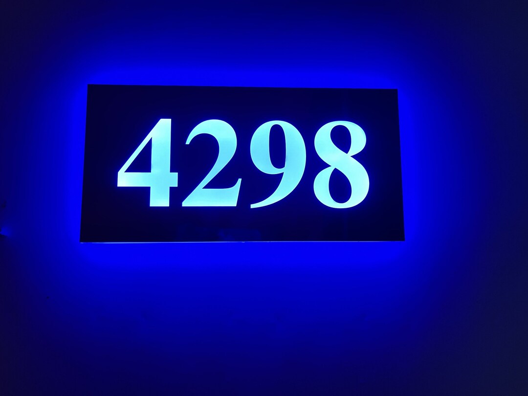 Illuminated Modern House Number Sign With Low Voltage LED 30x15cm ...