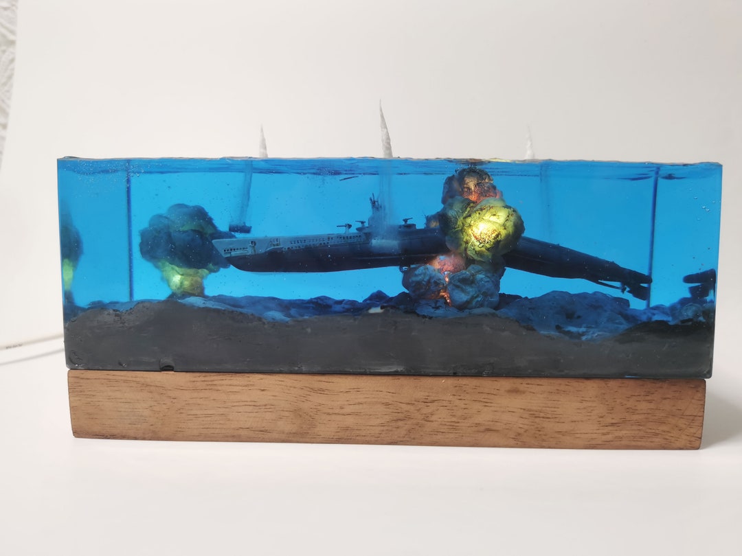 Resin Submarine Three-dimensional Model, Underwater Explosion Sculpture ...