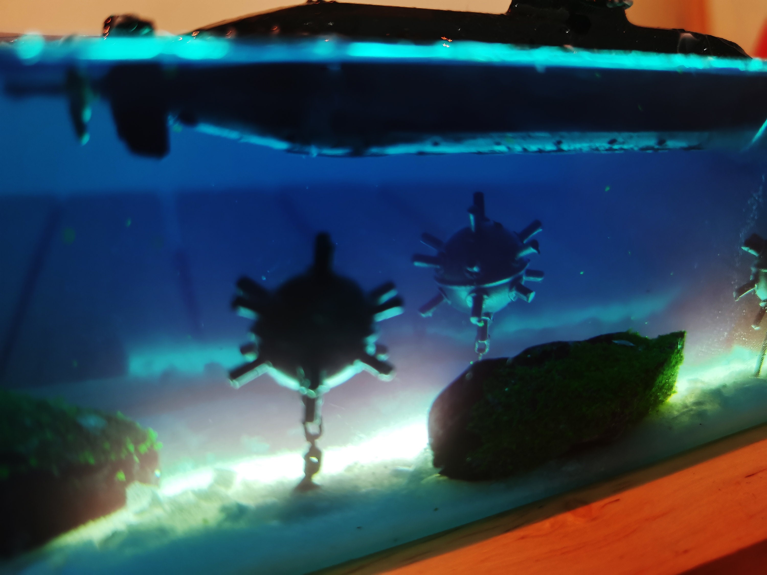 Submarine Miniature Landscaping Lamp, Battleship Submarine Table Decor ...