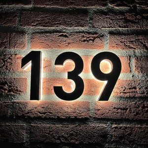 Custom Backlit House Number Sign Modern Metal Hotel Room - Etsy