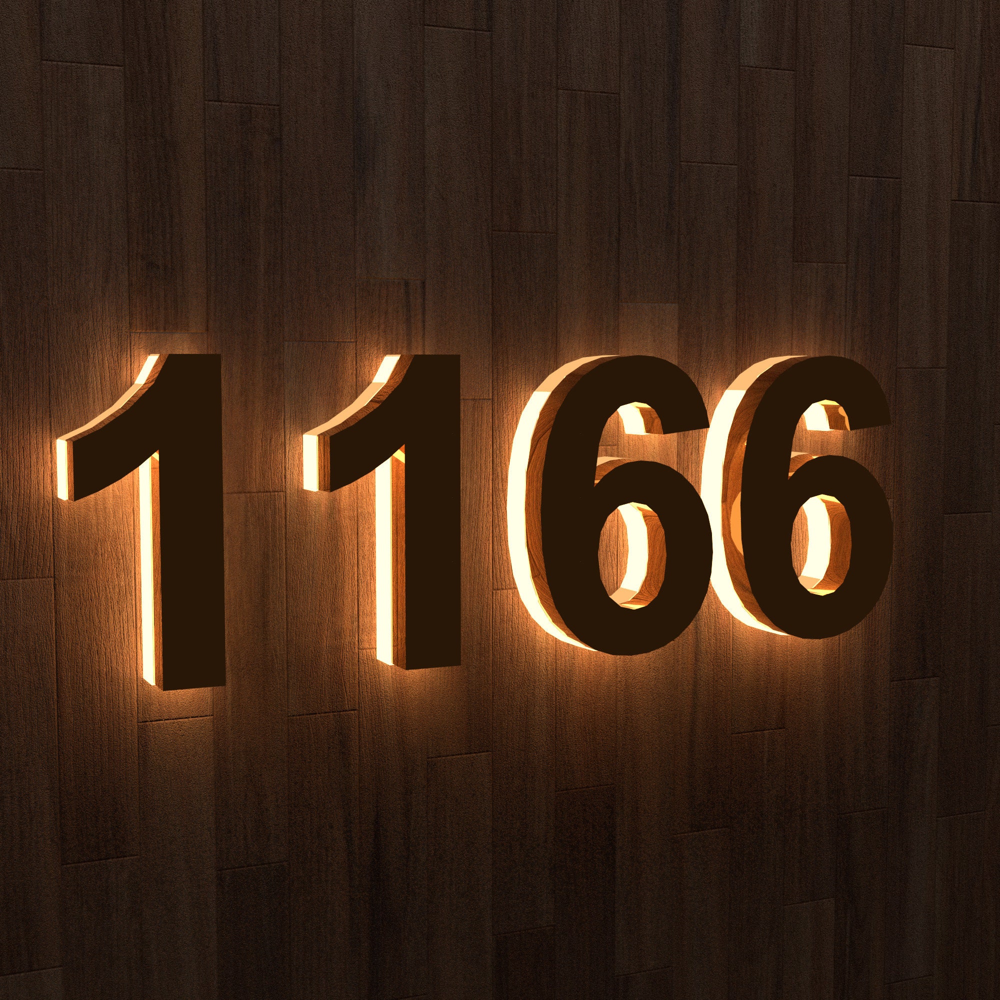 Modern Illuminated Led Address Numbers Floating Backlit House Number ...