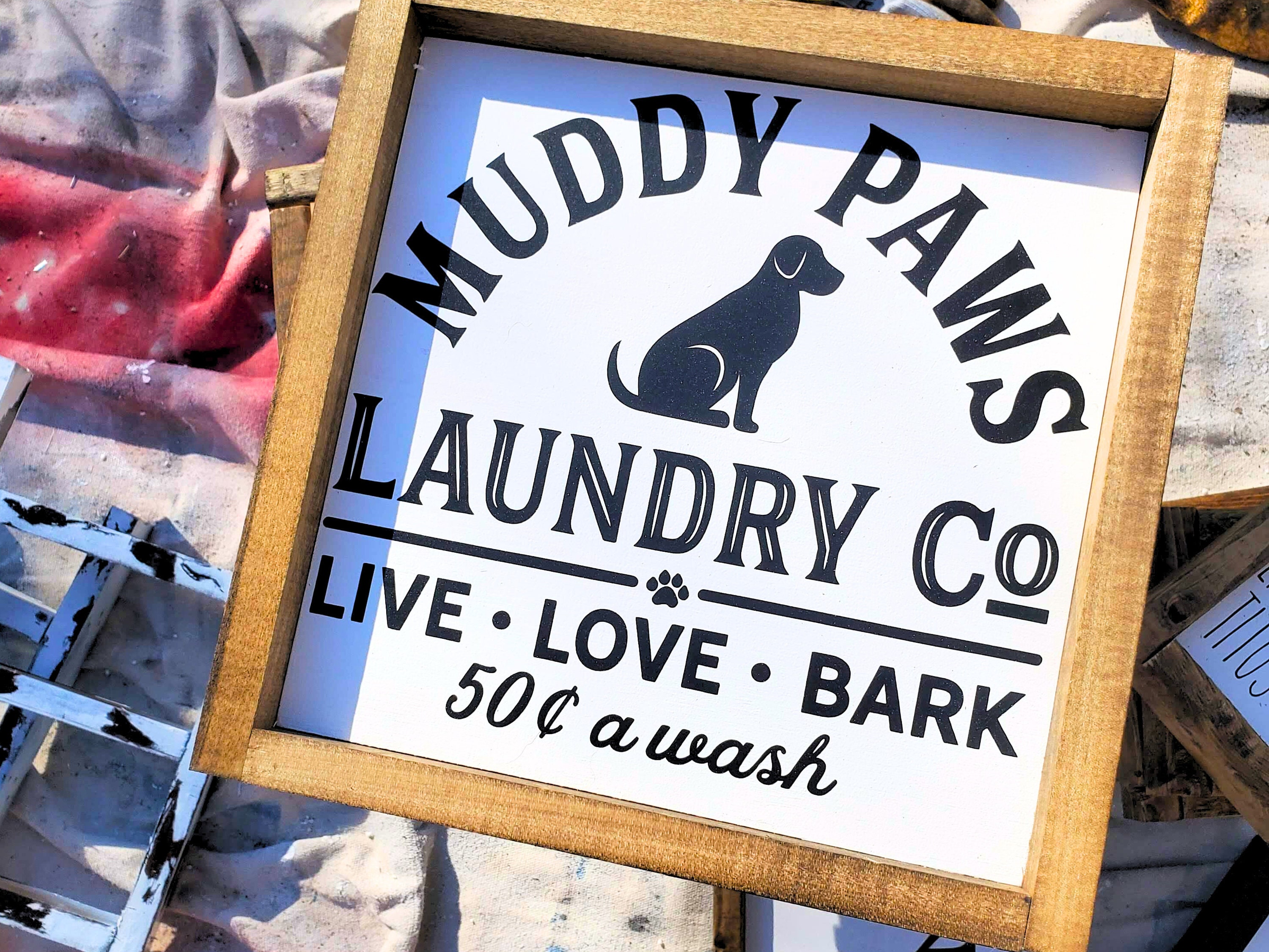 Muddy Paws Laundry Co. Wood Sign, Laundry Room Sign, Farmhouse Laundry ...