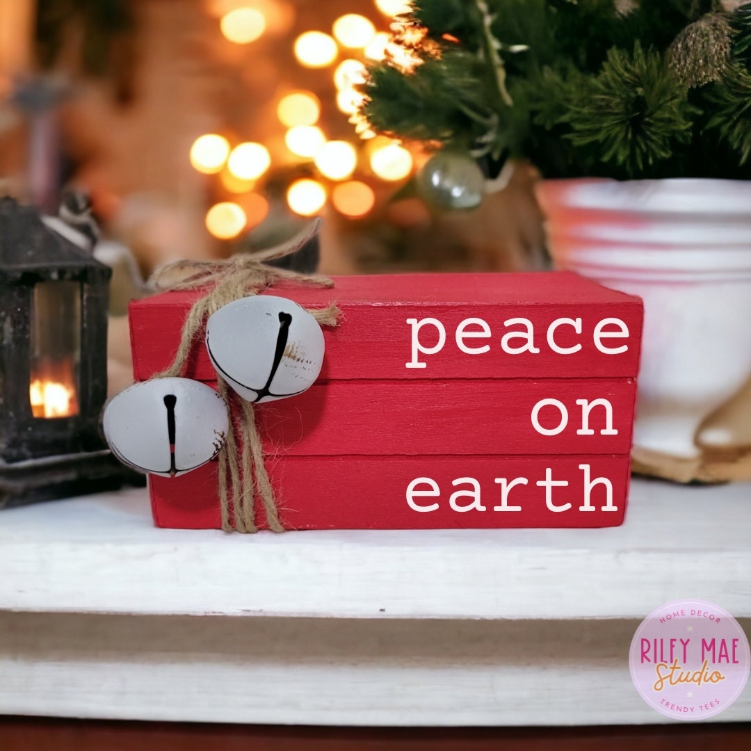 Faux Christmas Book Decor, Faux Stamped Books, Stacked Books Decor ...