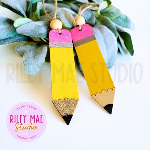 Personalized Teacher Pencil Ornament: Glitter Gift Tag, Handpainted Bag ...