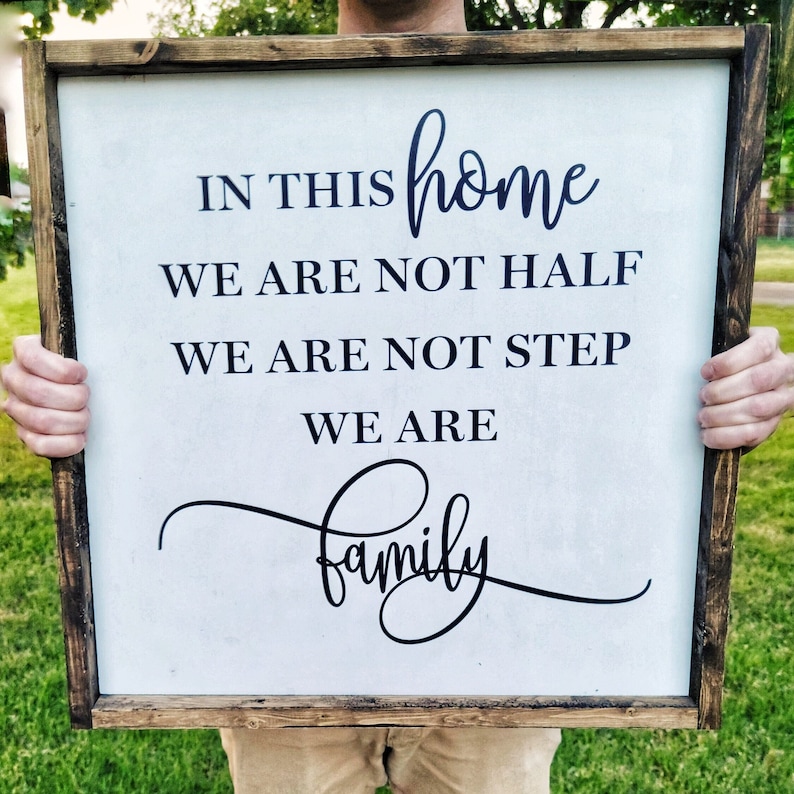 Blended Family Wood Sign: "in This Home We Are Family" - Etsy