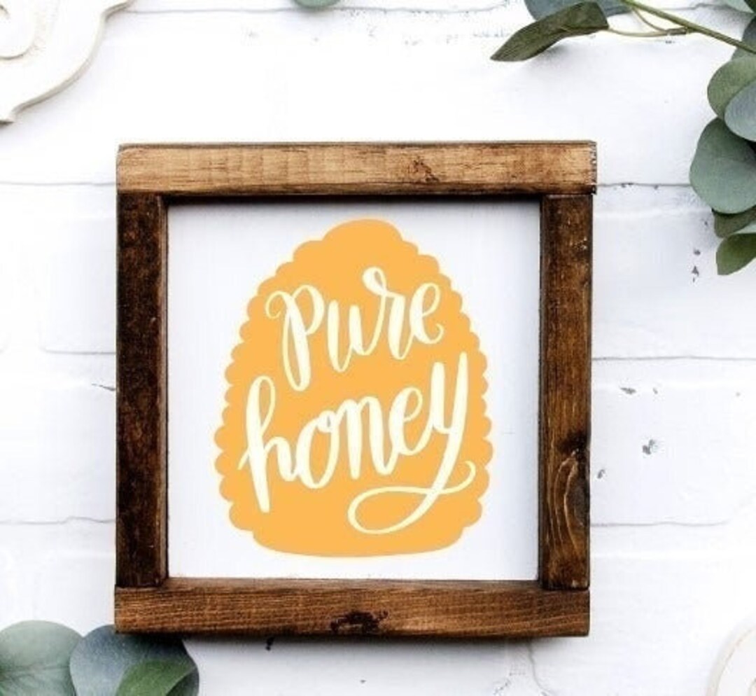 Pure Honey Bee Hive Farmhouse Wood Sign, Spring Tiered Tray Decor, Bee ...