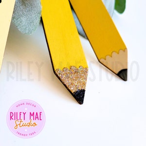 Personalized Teacher Pencil Ornament: Glitter Gift Tag, Handpainted Bag ...