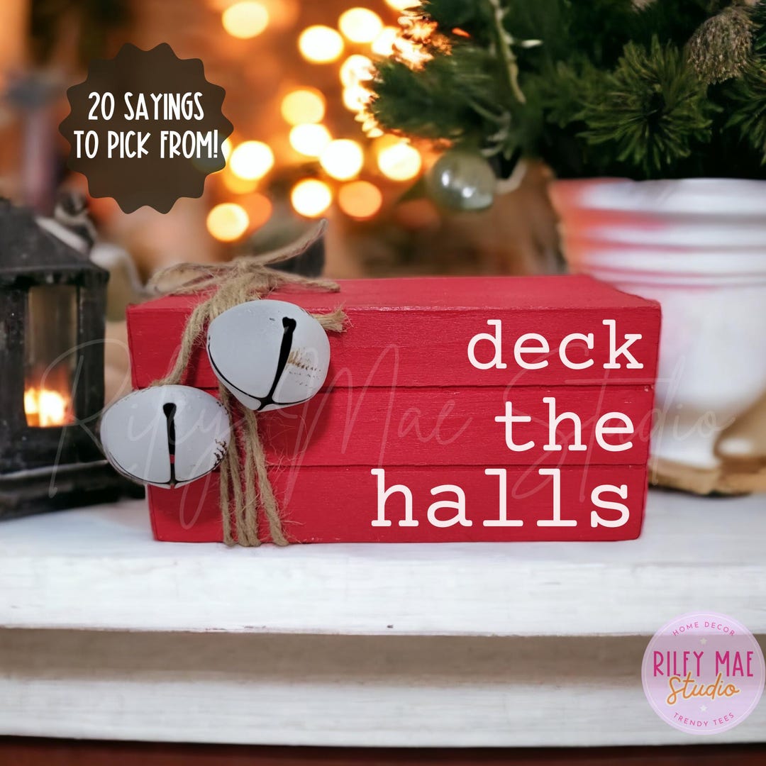 Faux Christmas Book Stack: 20+ Sayings Farmhouse Tiered Tray Decor - Etsy