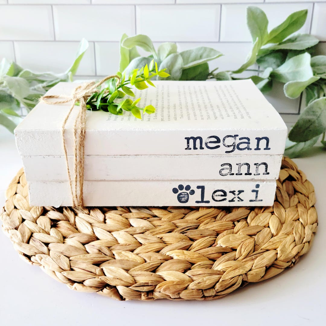 Personalized Stamped Book Stack: Family Name Decor, Wedding Centerpiece ...