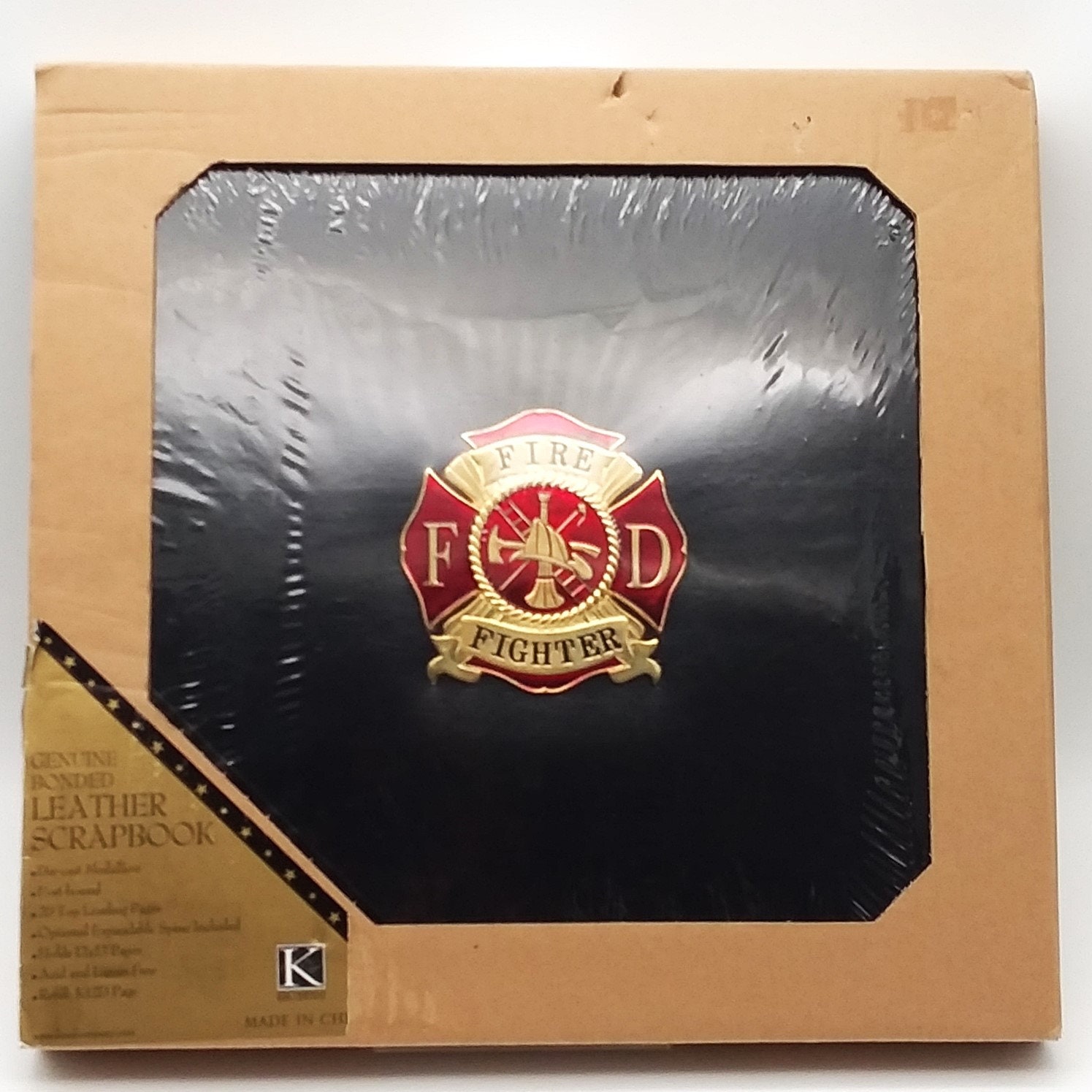 Firefighter Scrapbook Photo Album K&company Bonded Leather Fireman Die ...