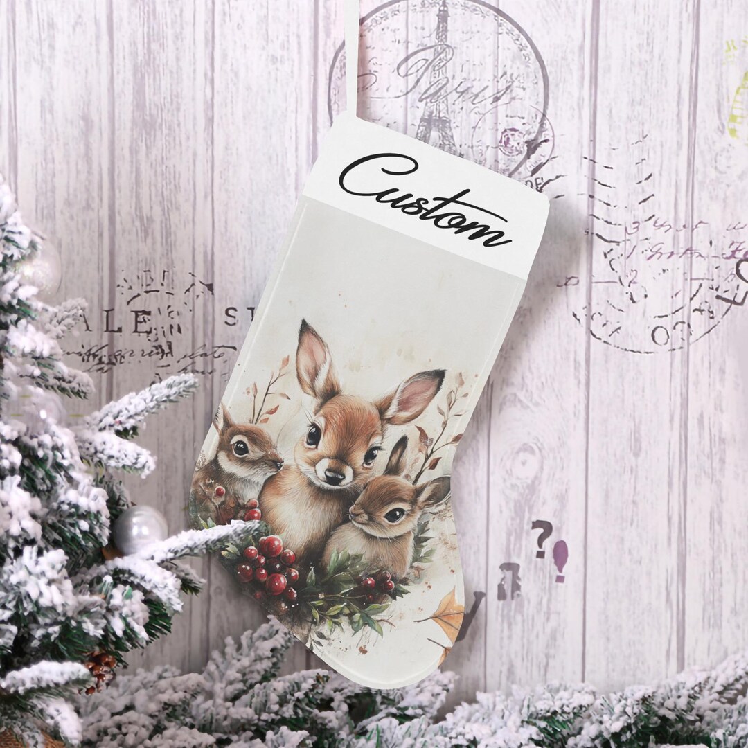 Personalized Wildlife Critter Family Christmas Stocking, Woodland ...