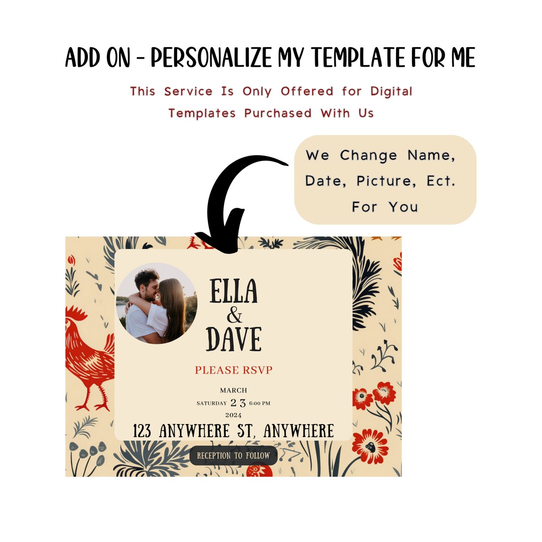 Add on - Personalize My Template for Me - Etsy