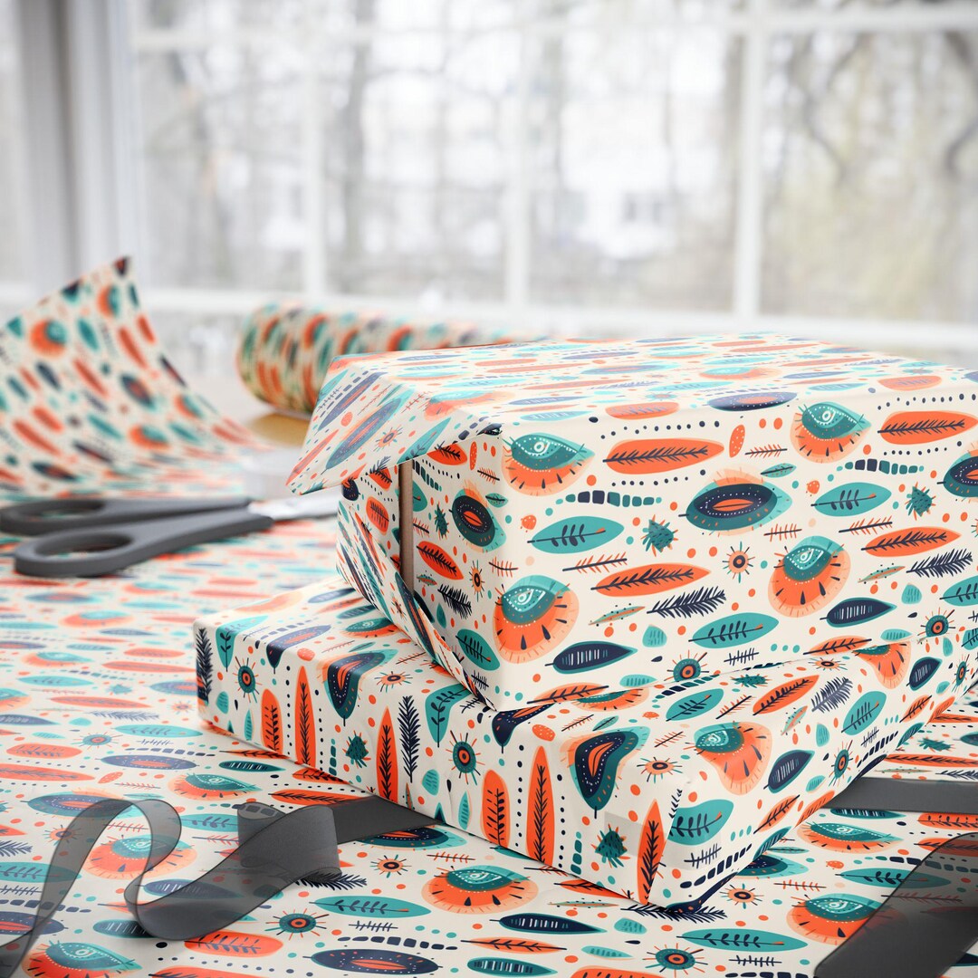 Bohemian Leaf Wrapping Paper | Abstract Nature Gift Wrap | Unique ...