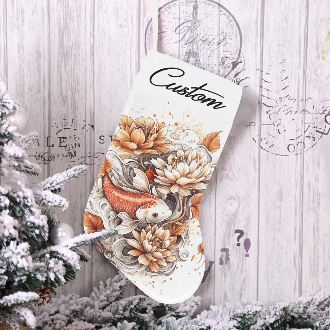 Personalized Koi Fish Christmas Stocking, Japanese-inspired Decor ...