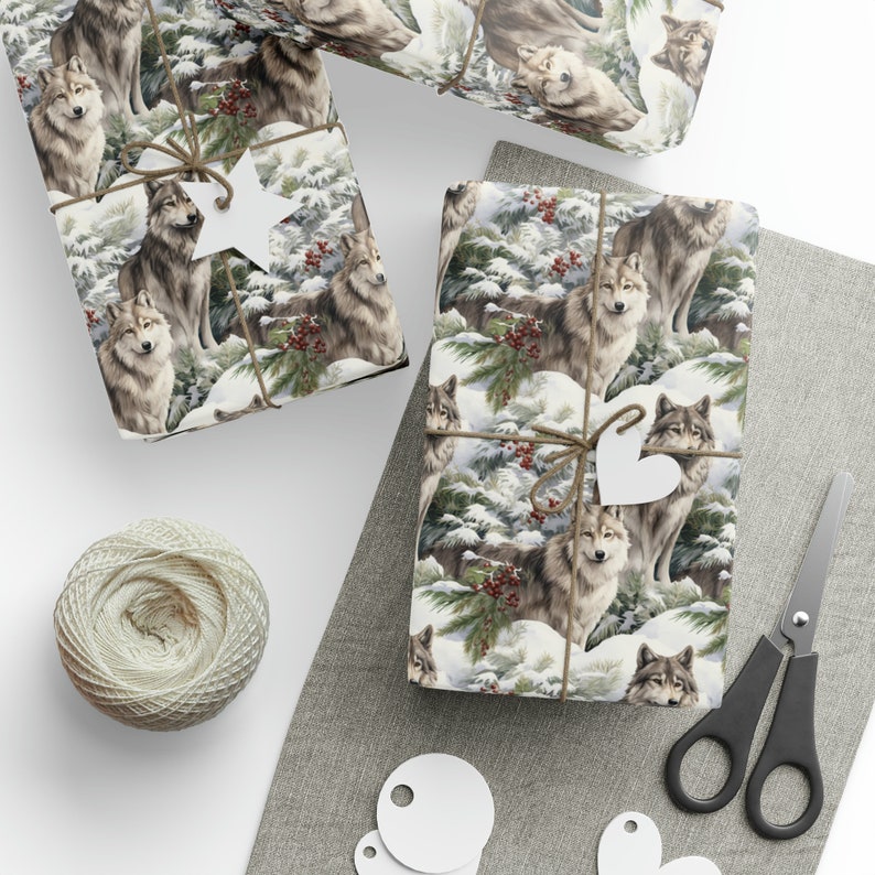 Christmas Wolf Gift Wrap - Custom Wrapping Paper for the Holidays ...