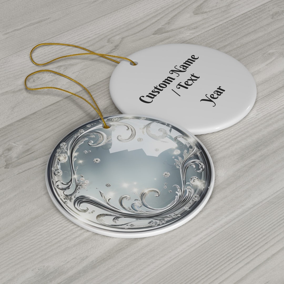 Personalized 2024 Silver Christmas Ornate Keepsake Ceramic Ornament 1 ...