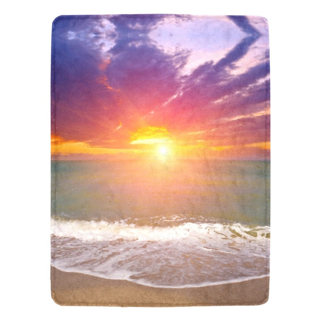Ocean and Beach Sunset Throw Micro Fleece Blanket - 60 X 80 Soft and ...