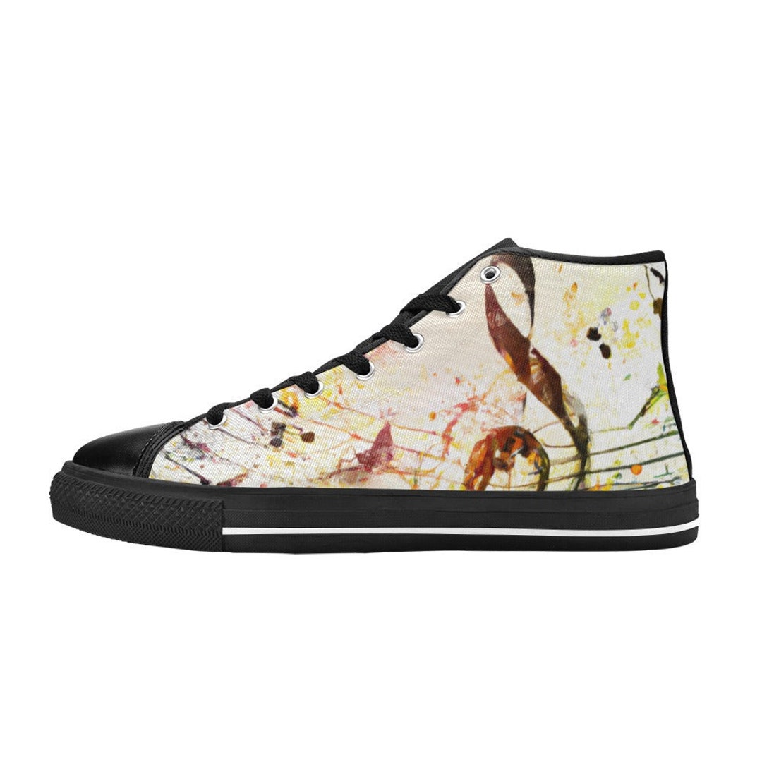 Women's Lace up Canvas Sneakers Treble Cleff Musician Music Note Shoes ...