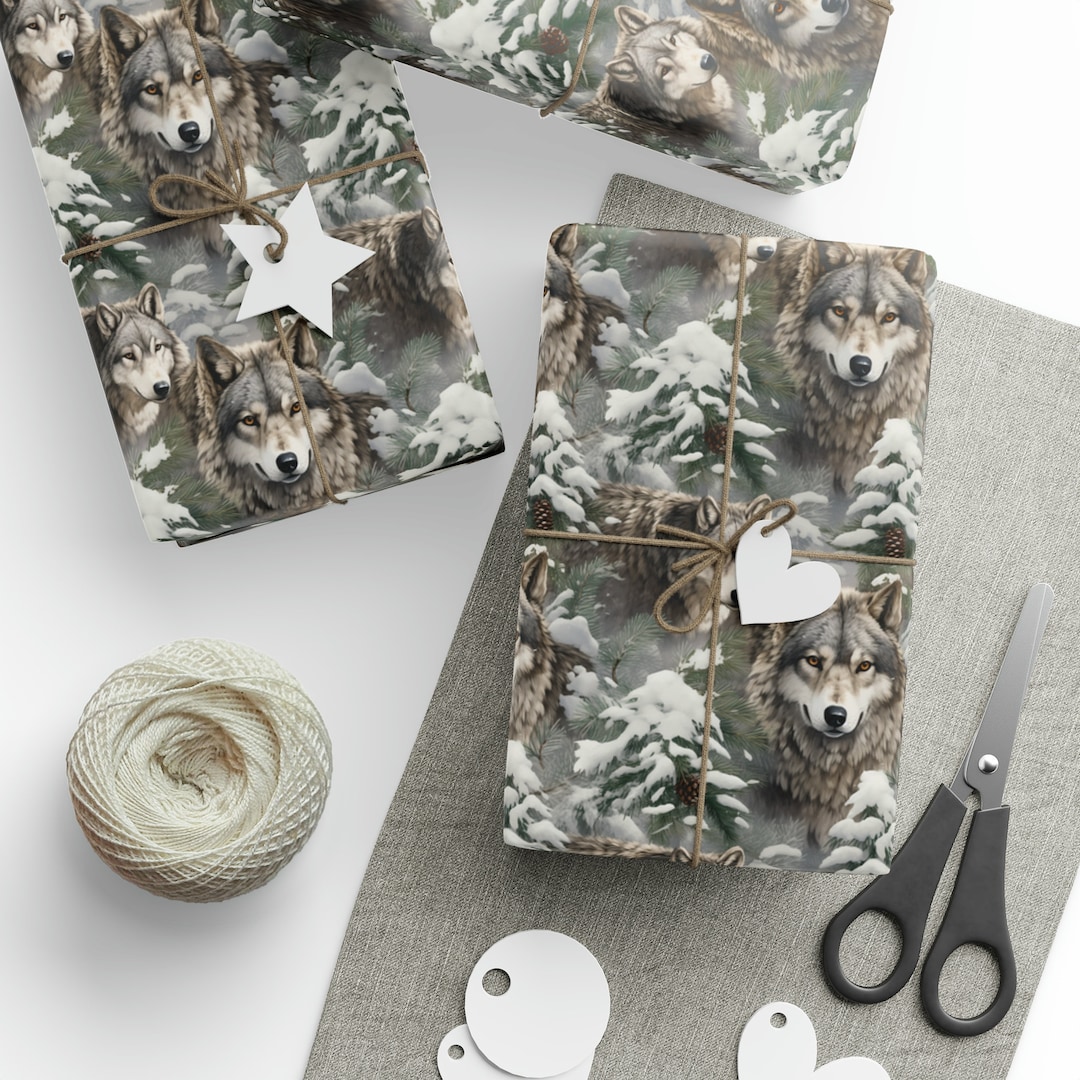 Custom Wolf-themed Christmas Gift Wrap Unique Wolf Wrapping Paper - Etsy