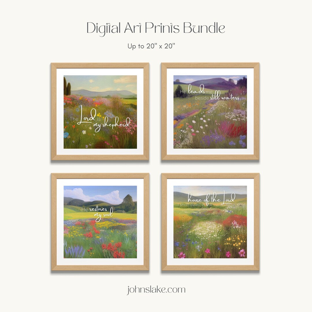 Psalm 23 Bible Verse, Psalm 23 Flowers Meadow, the Lord is My Shepherd ...
