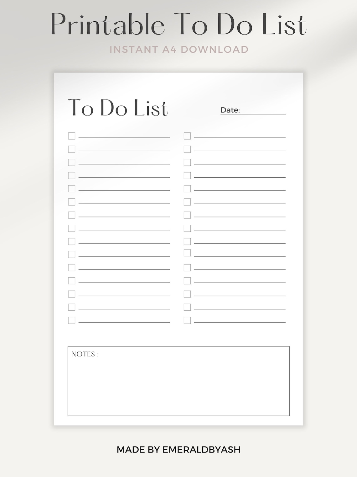 Minimalist Printable Instant Download to Do List Template | A4 Size PDF ...